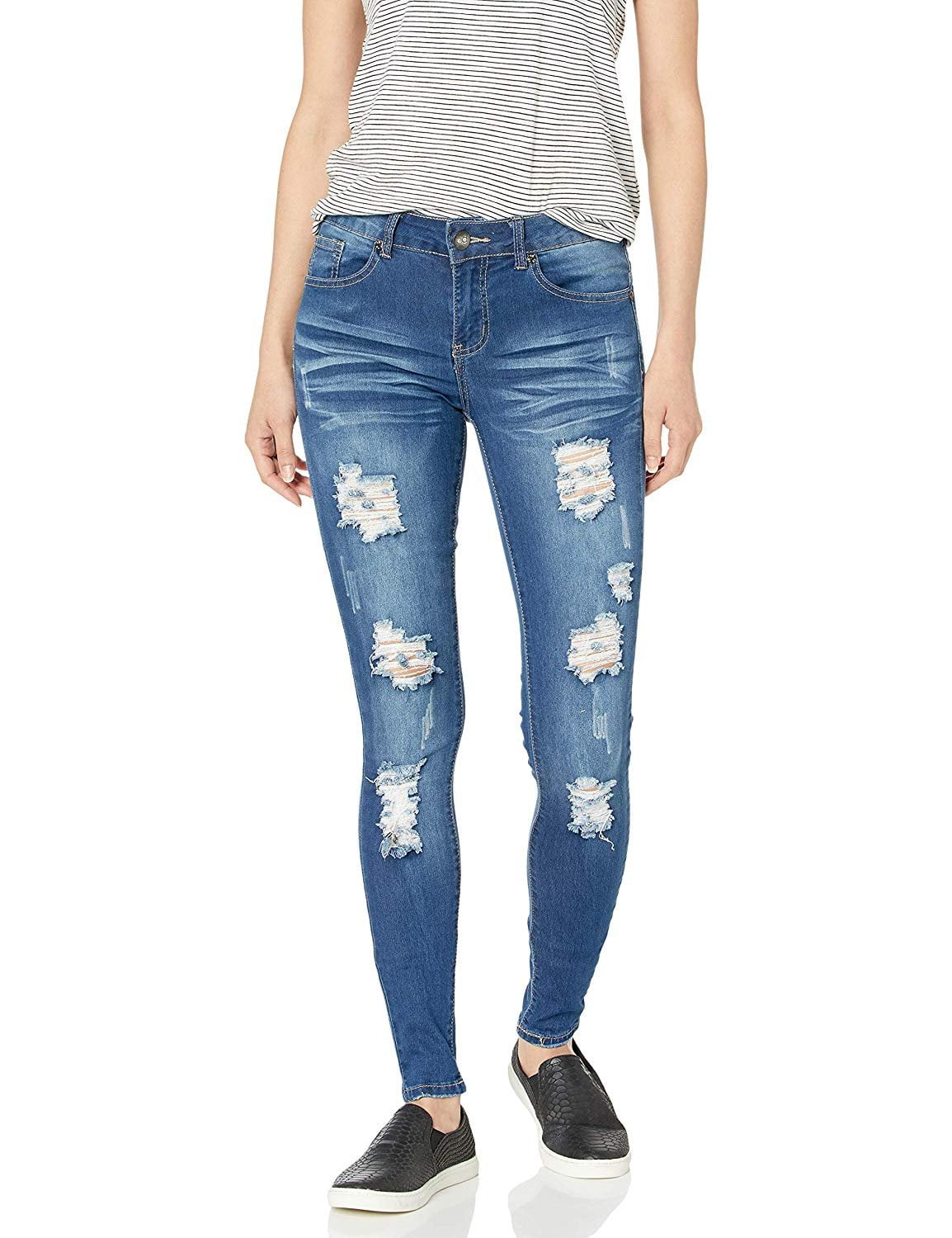 Cute Ripped Jeans for Teen Girls Distressed Washed Skinny Slim fit Cop ...