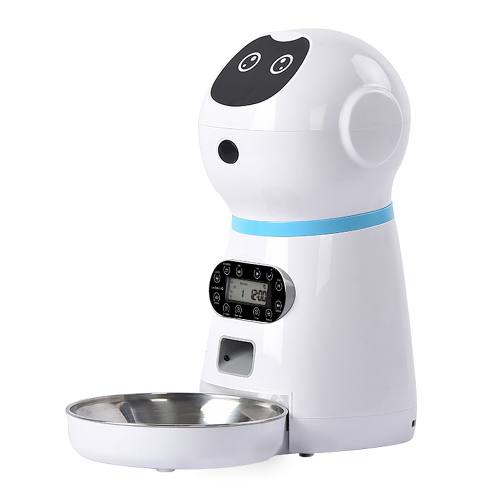 Cute Robot Automatic for Cat Puppy Feeder with LCD Screen Timer Dual ...
