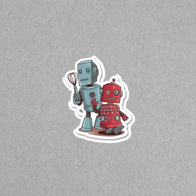 Cute Robot And Red Dalek Sticker Sci-Fi Cartoon Vinyl Decalphone Decal ...