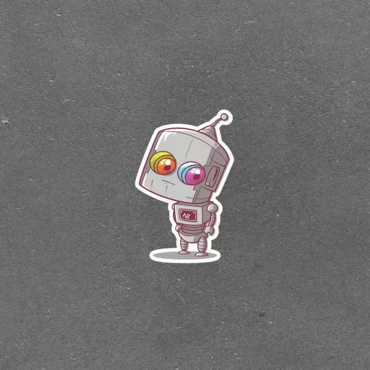 Cute Robot Sticker - Colorful Sci-Fi Android Character Decalphone Decal ...