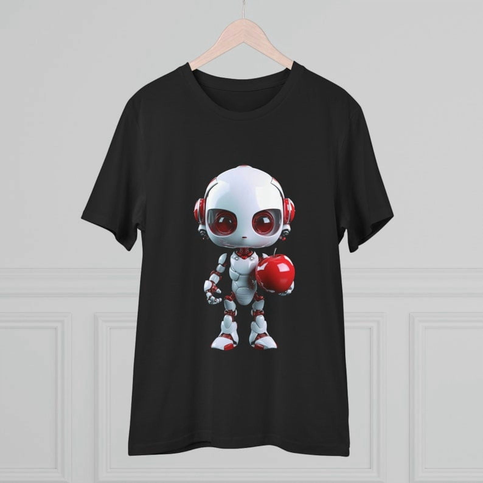 Cute Robot with Apple Organic Custom T-Shirt | Eco-Friendly Design ...