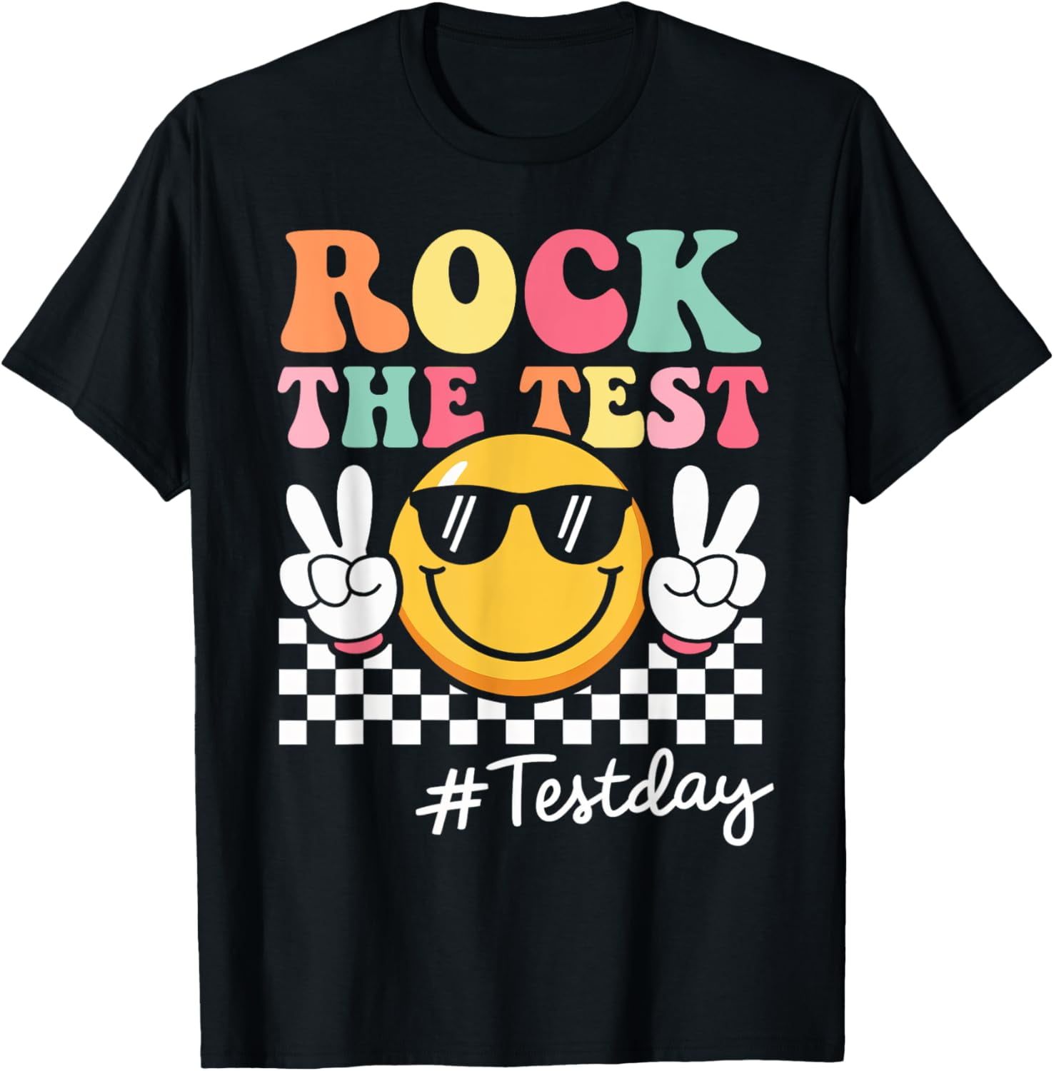 Cute Rock The Test Retro Smile Teacher Testing Test Day T-Shirt Unisex ...