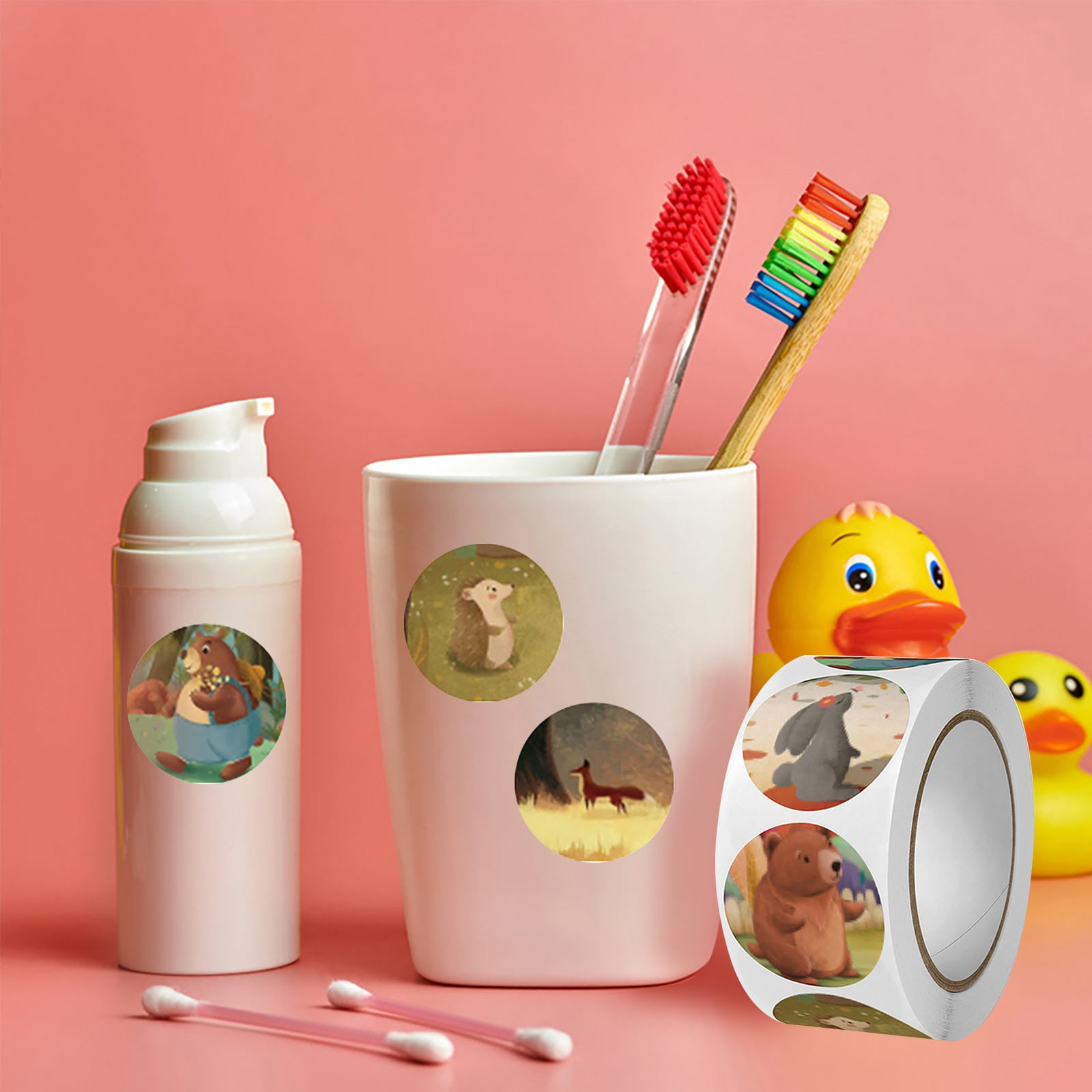 Cute Room Decor For Teen Girls Circular Roll Cute Rabbit Animal Sticker ...