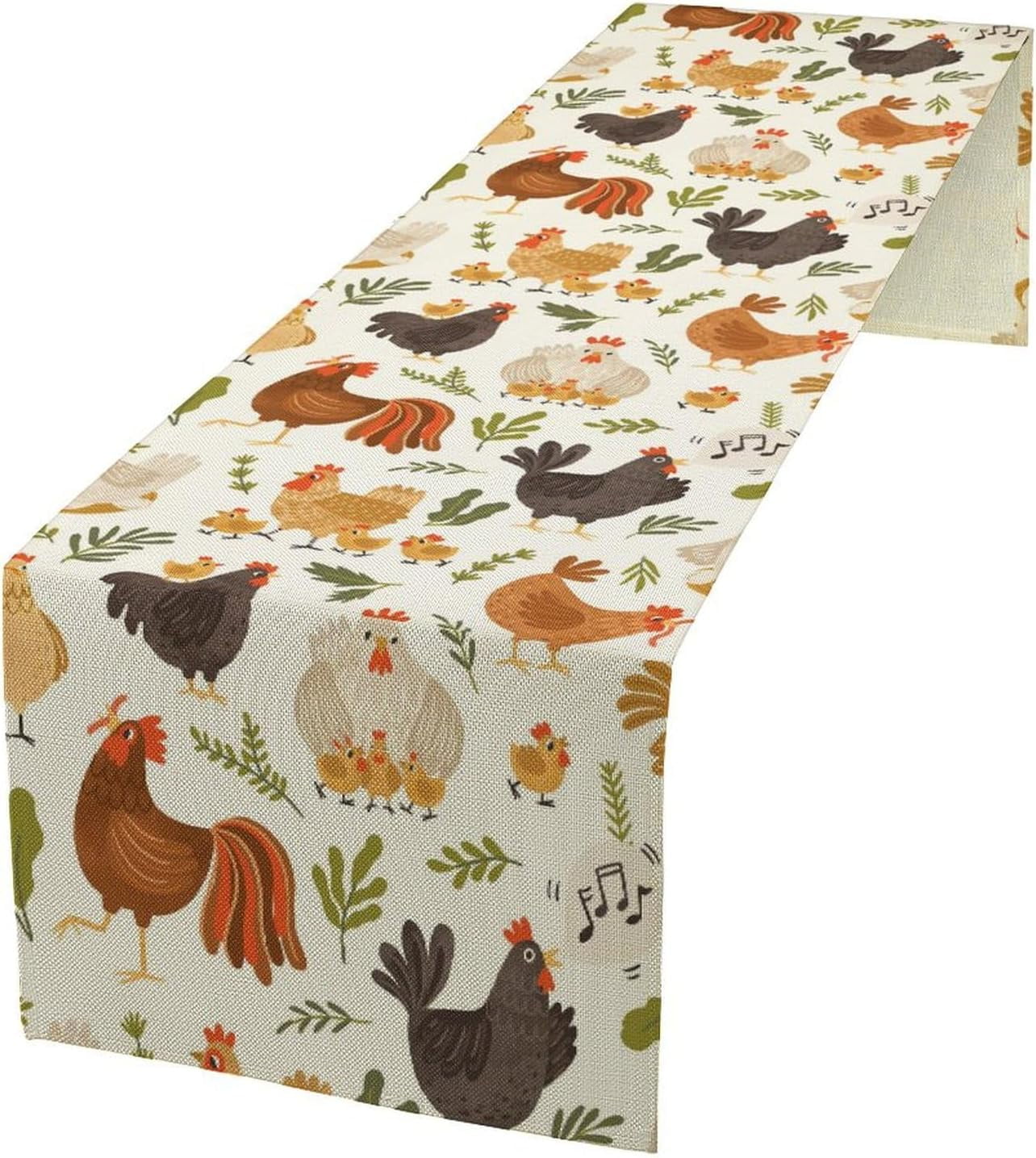 Cute Roosters Chickens Table Runners, Rustic Farm Animals Hen Table ...