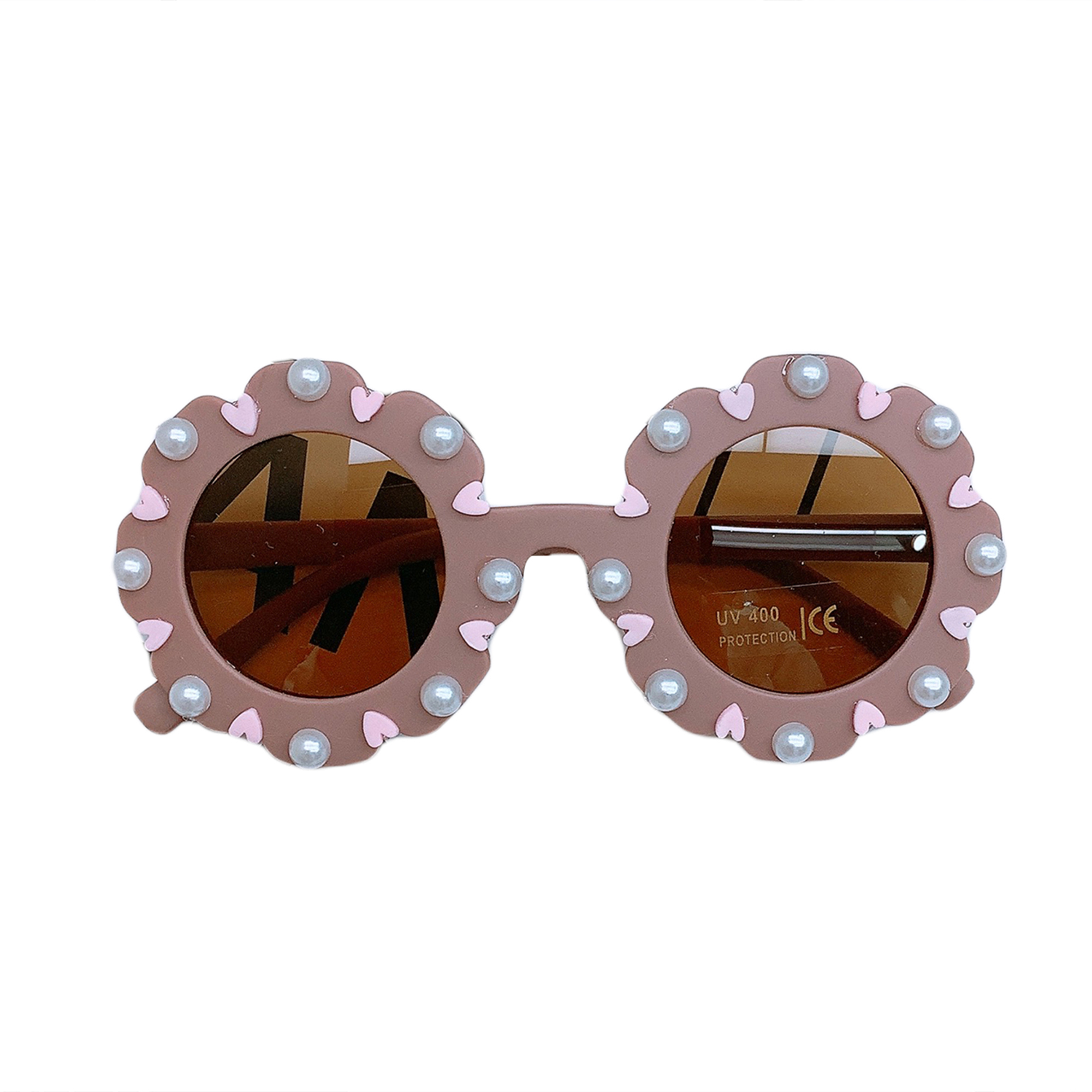 Cute Round Kids Sunglasses Toddler 3D Heart Beads Polarized Sunglasses ...