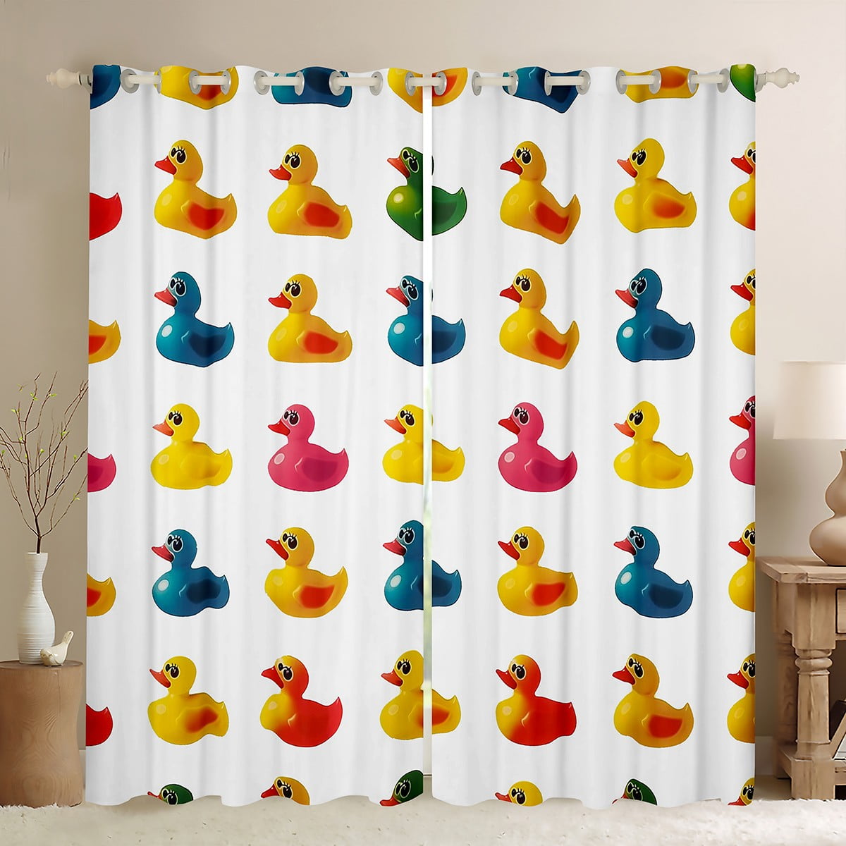 Cute Rubber Duck Curtains for Living Room Bedroom Dining Room,Duck Toy ...