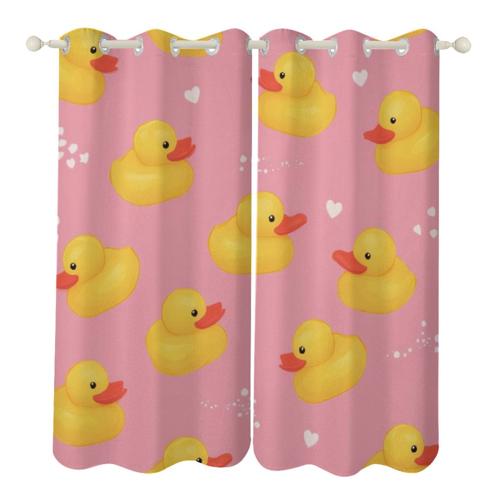 Cute Rubber Duck Pattern 2 Panels 3D Printing Pattern Curtain for ...