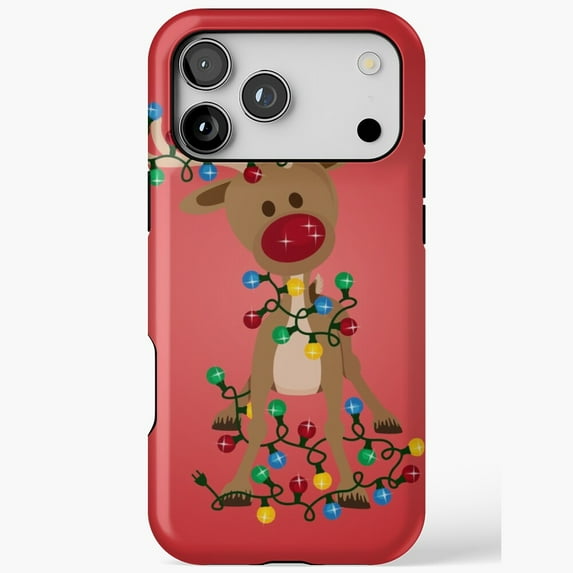 Cute Rudolph Red Nose Deer Case for iPhone 11 12 13 14 15 16 17 Pro Max ...