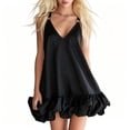 Cute Ruffle Hem Babydoll Mini Dress for Women Summer Adjustable Strap ...