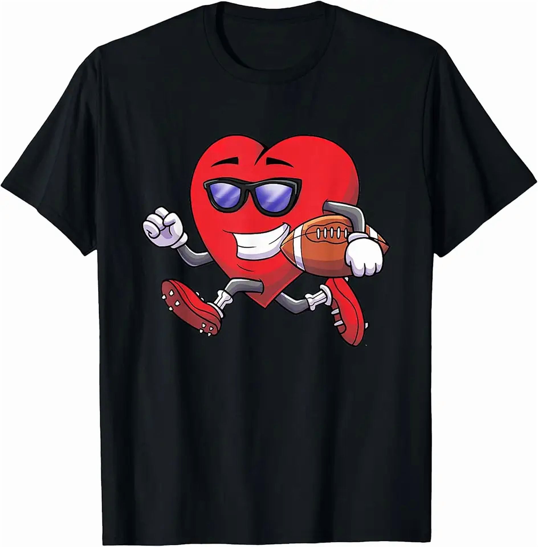 Cute Running Heart Football Player Men Short Sleeve Graphic Tee ...