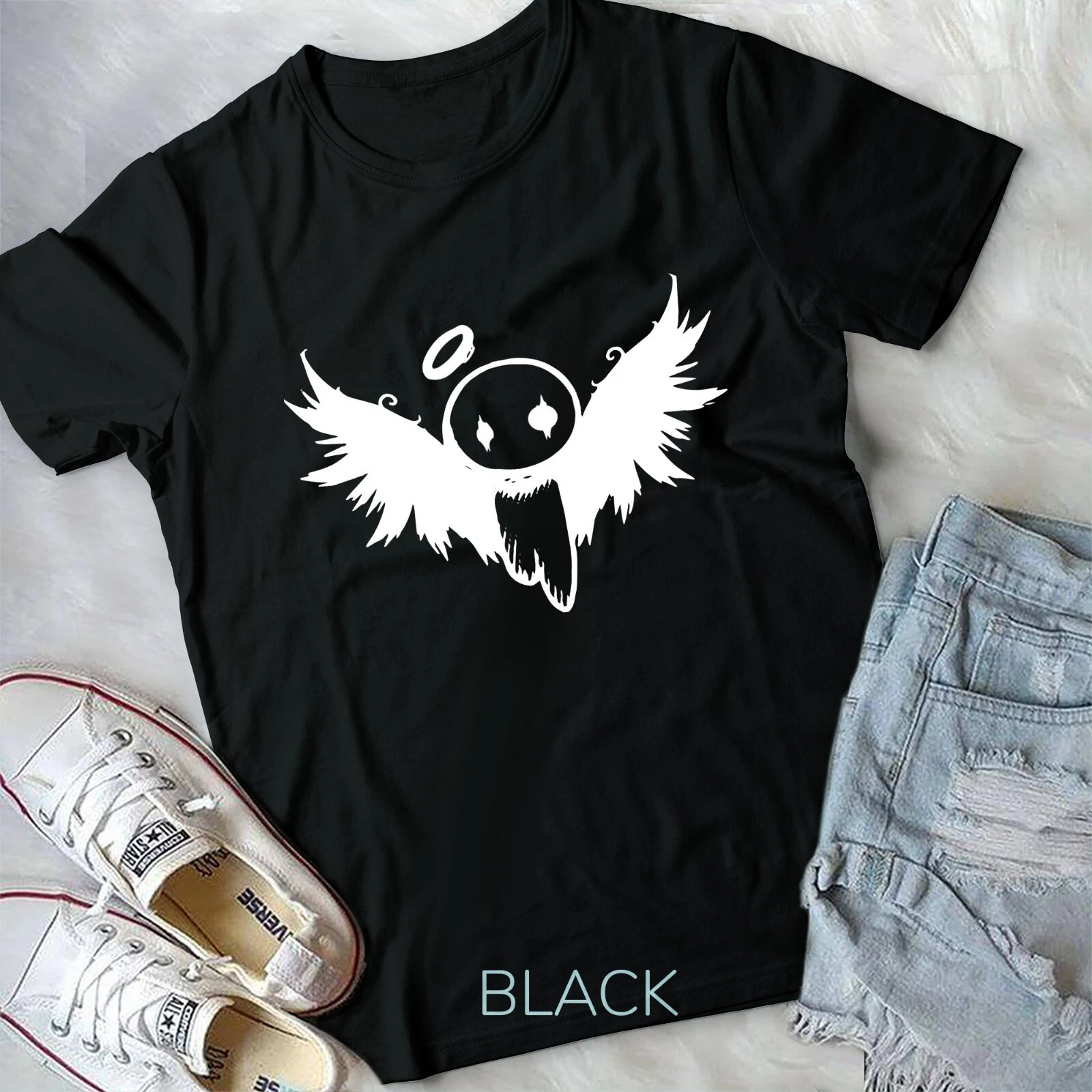 Cute Sad Emo Angel, Themed Graphic Design for Alternative Style Unisex ...