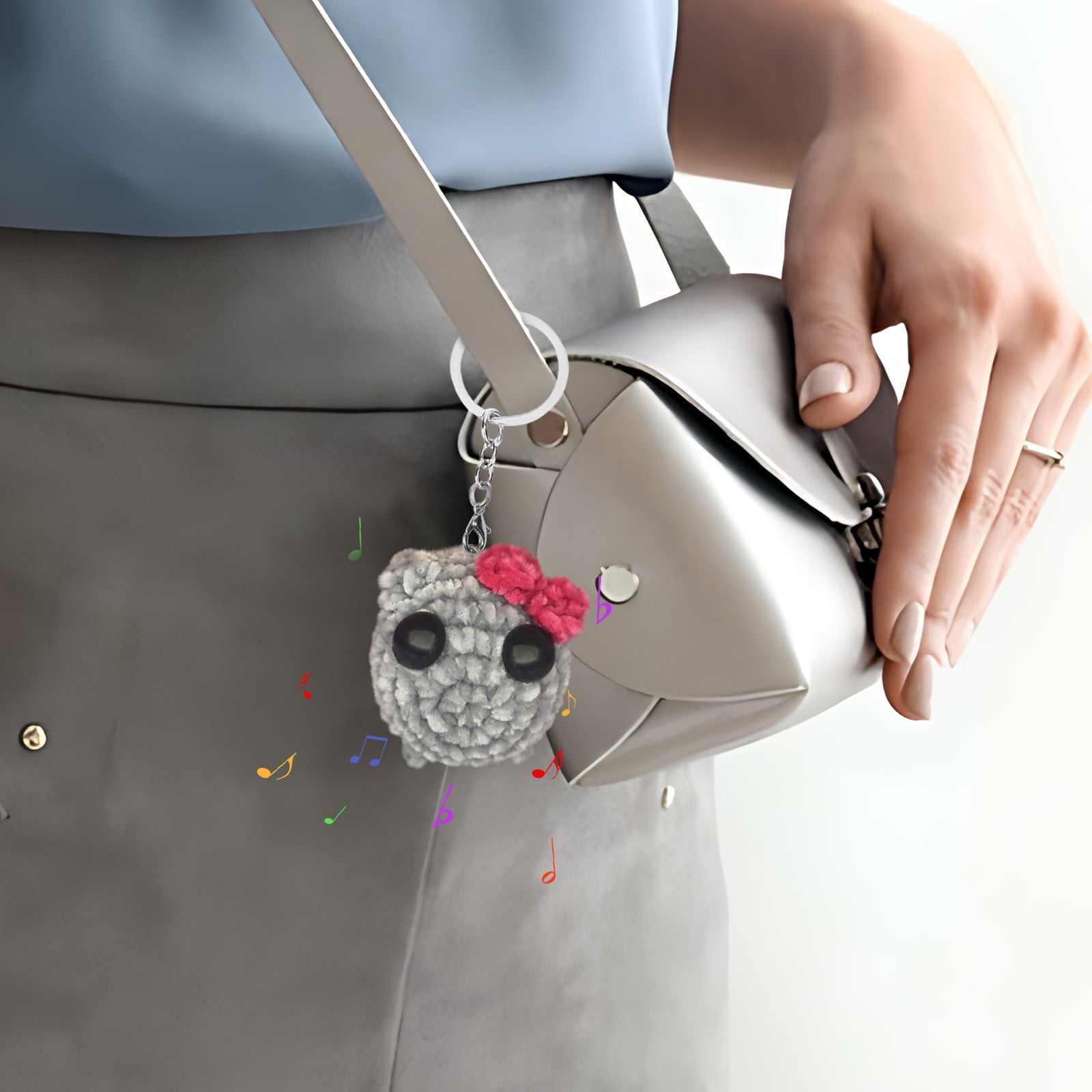 Cute Sad Hamster Meme Keychain With Bow Hooked Doll With Violin Music ...