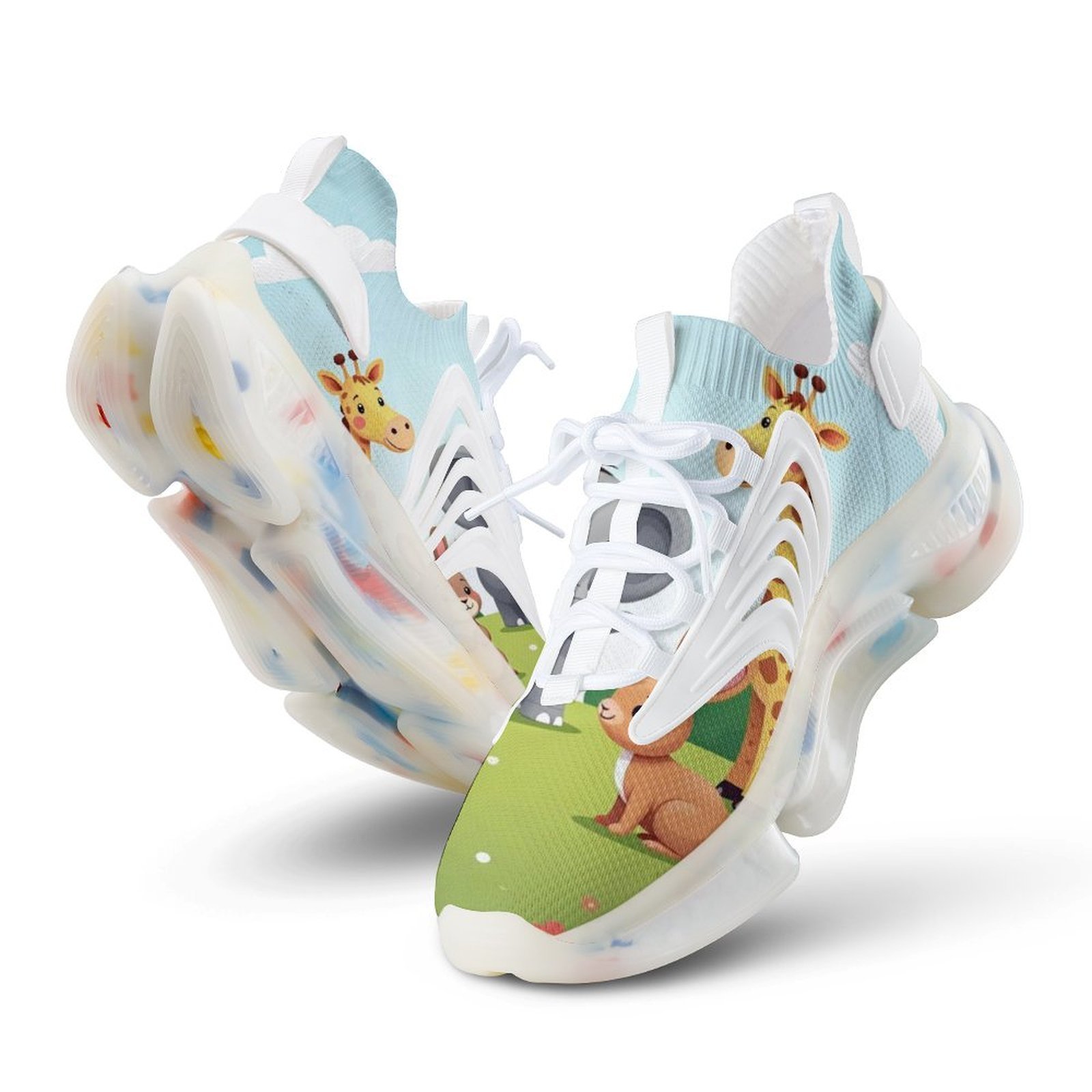 Cute Safari Animals in Garden Walking Shoes for Men Woman Lightweight ...