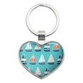 Cute Sailboats Pattern Keychain Heart Love Metal Key Chain Ring ...