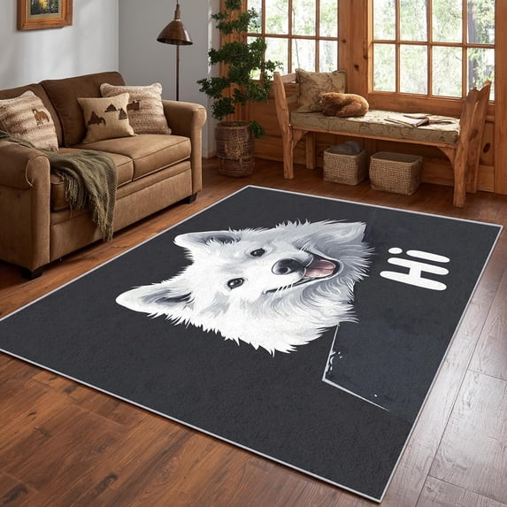 Cute Samoyed Dog Area Rug, Cartoon Animal Pet Pattern Carpet, Washable ...