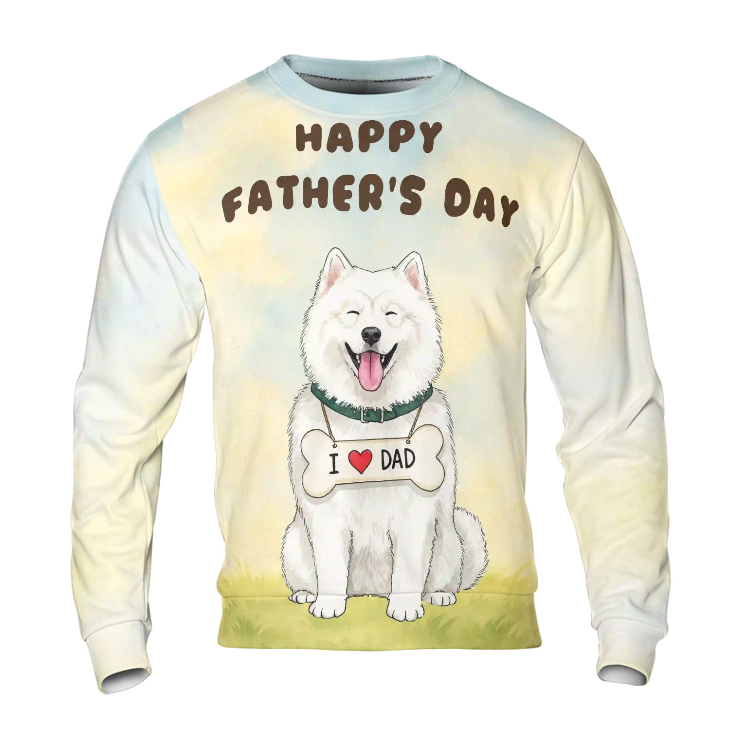 Cute Samoyed Loves Dad Happy Father's Day All Over Print 3D Sweatshirt ...
