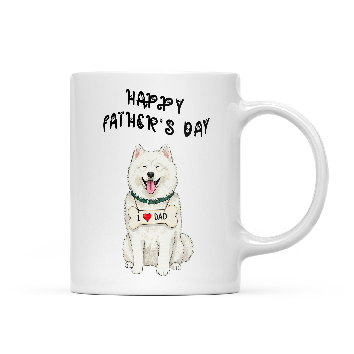 Cute Samoyed Loves Dad Happy Father's Day Mug Siberian Sammy Dog Lover ...