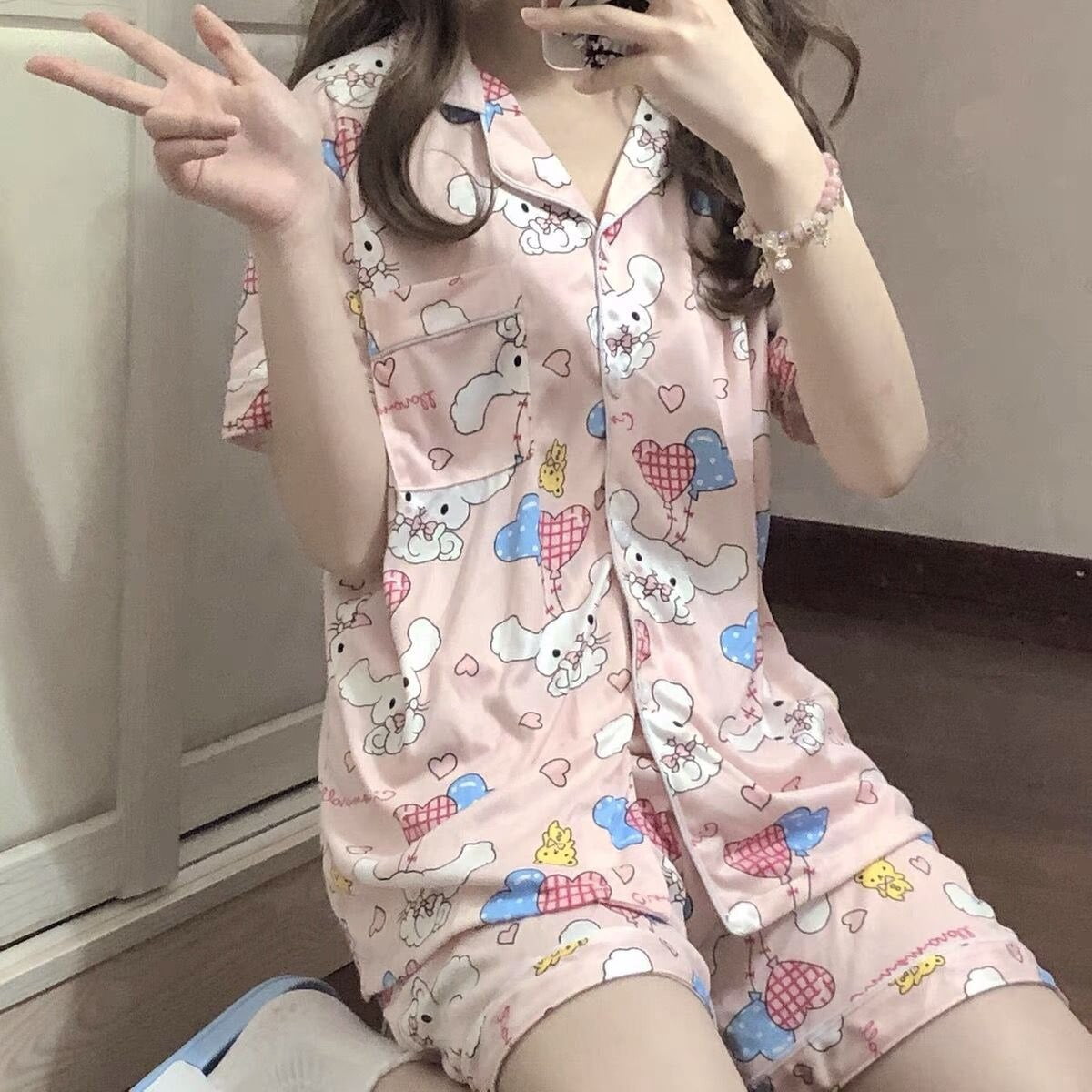 Cute Sanrio Anime Kuromi My Melody Pajamas Set for Women Summmer Short ...