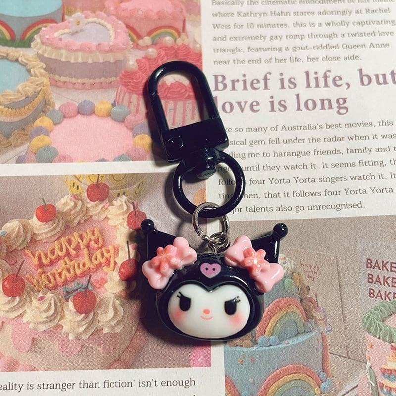 Cute Sanrio Black Kuromi Series Keychain Cartoon Resin Bowtie Kuromi ...