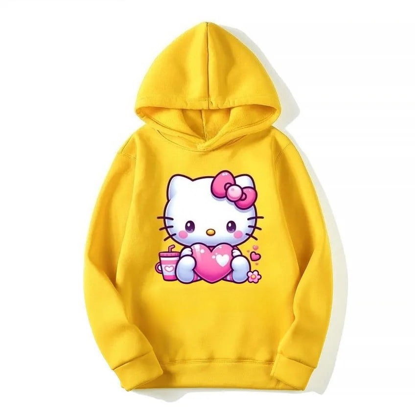 Cute Sanrio Hello Kitty Hooded Fall and Winter Fashion Sweatshirt Gift ...