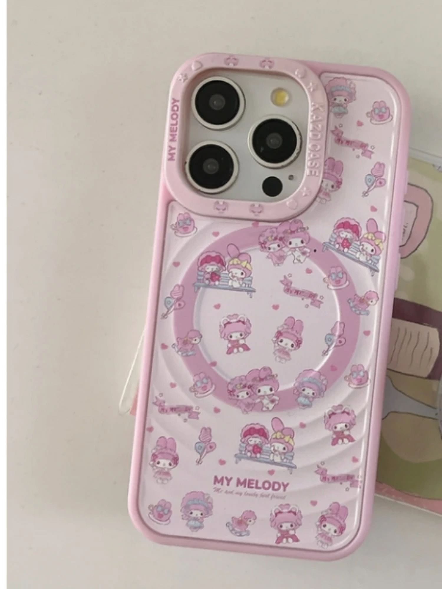 Cute Sanrio Kuromi My Melody Magnetic Grip Holder Magsafe Wireless Charge Phone Case For iPhone ...