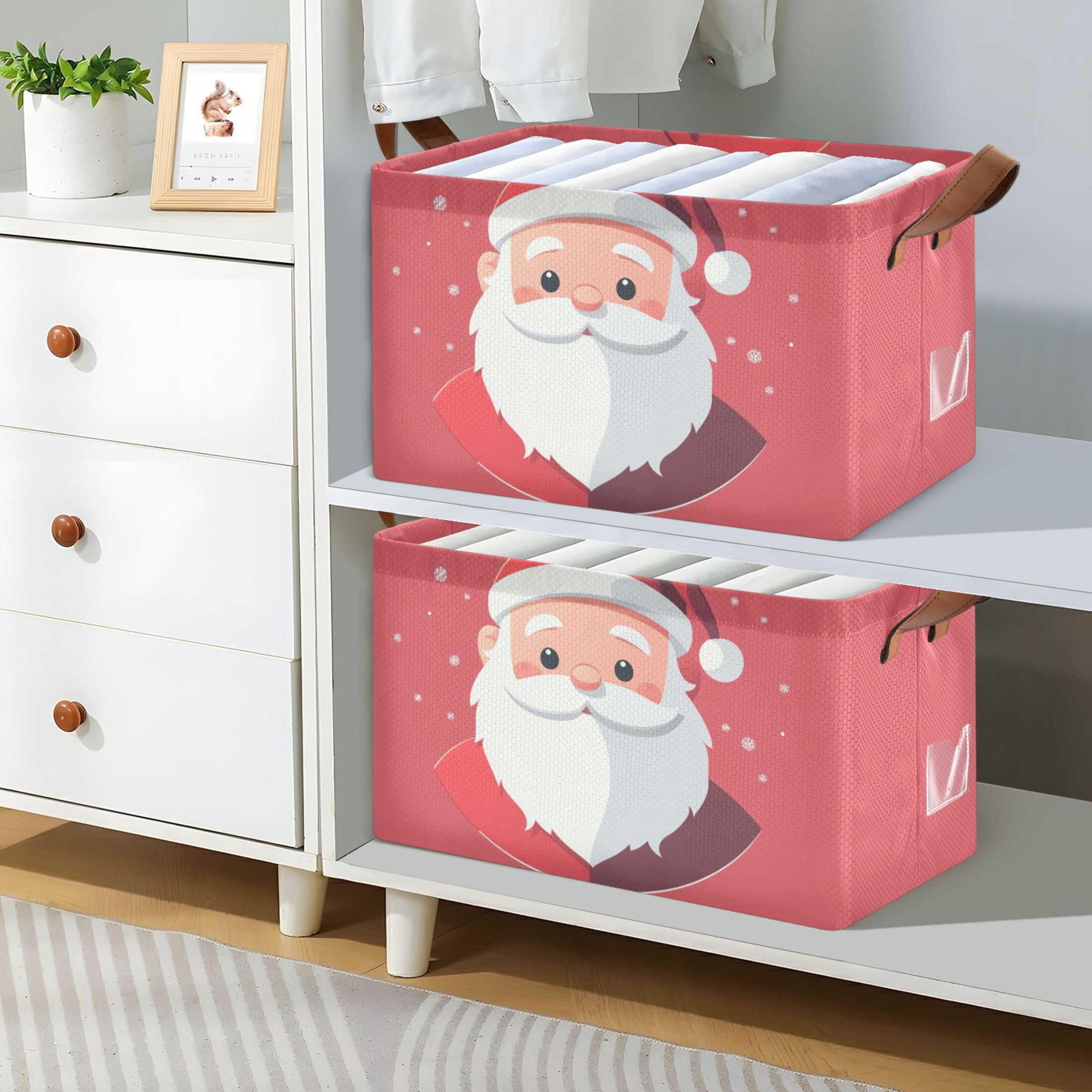 Cute Santa Claus Christmas Foldable Storage Large Fabric Storage ...