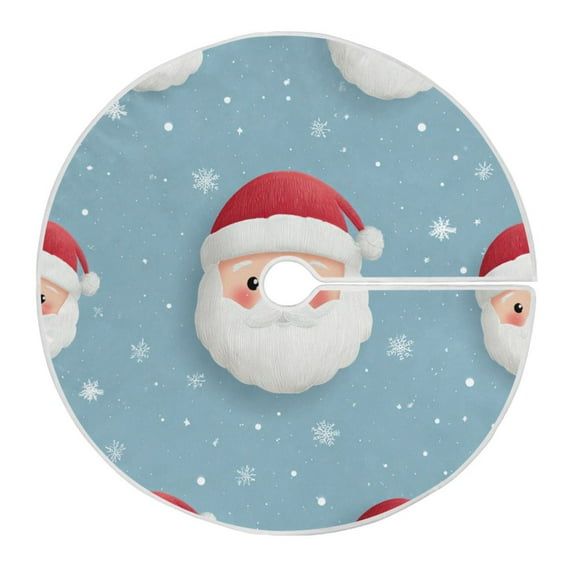 Cute Santa Claus Faces Blue Background Christmas Tree Skirt Opening ...