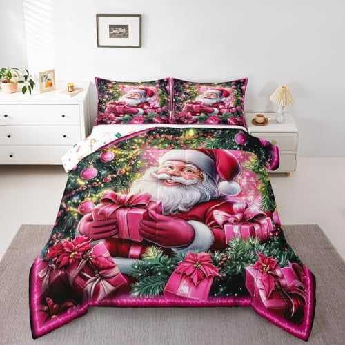 Cute Santa Claus Queen Bedding Comforter Sets Holiday for Kids Girls ...