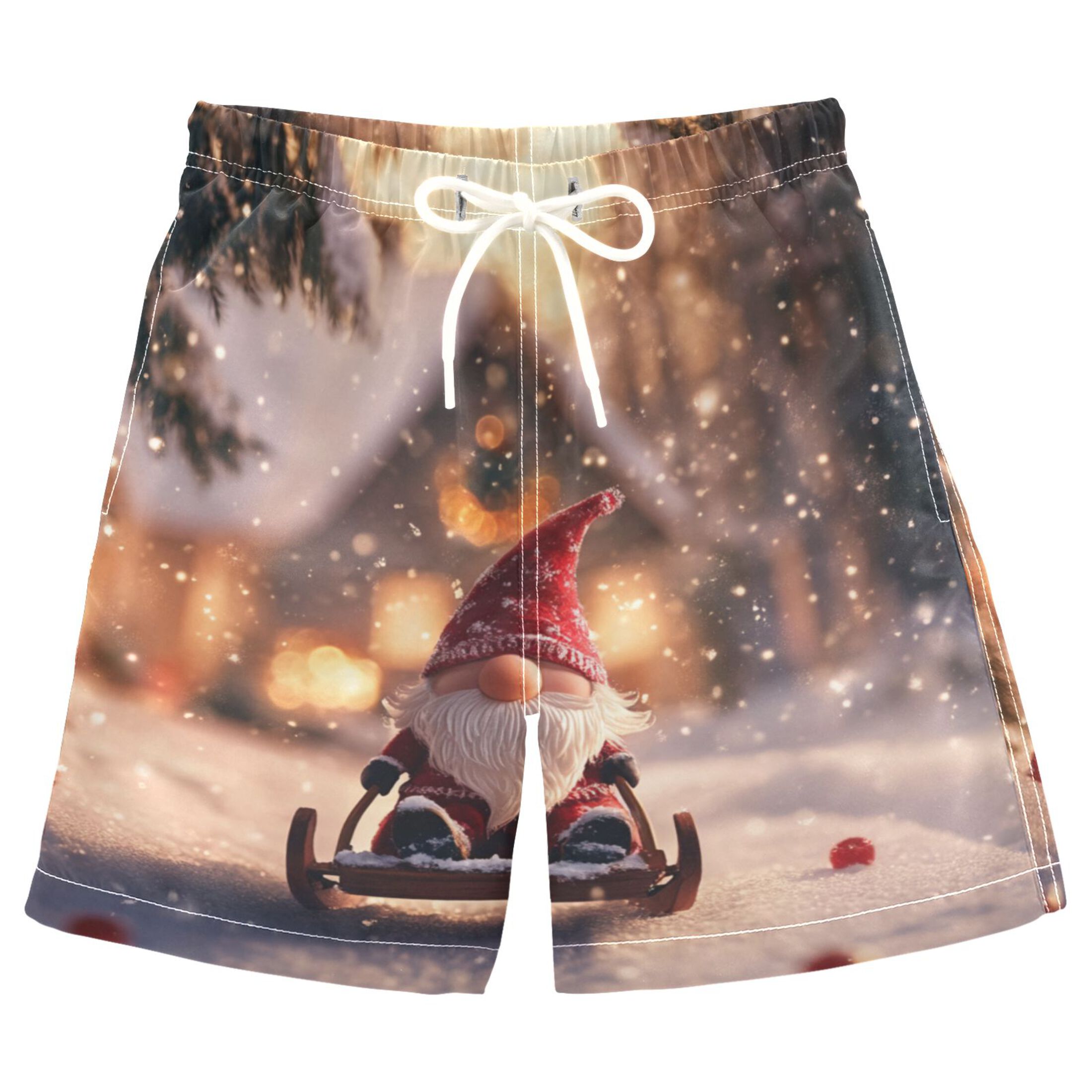 Cute Santa Riding Sleigh Shining Christmas Boys' Beach Pants Board ...