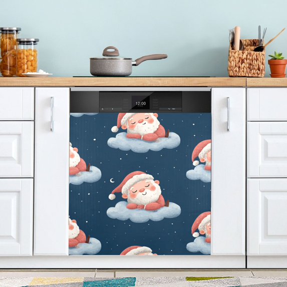Cute Santa Sleeping on Clouds Christmas Night Dishwasher Magnet ...