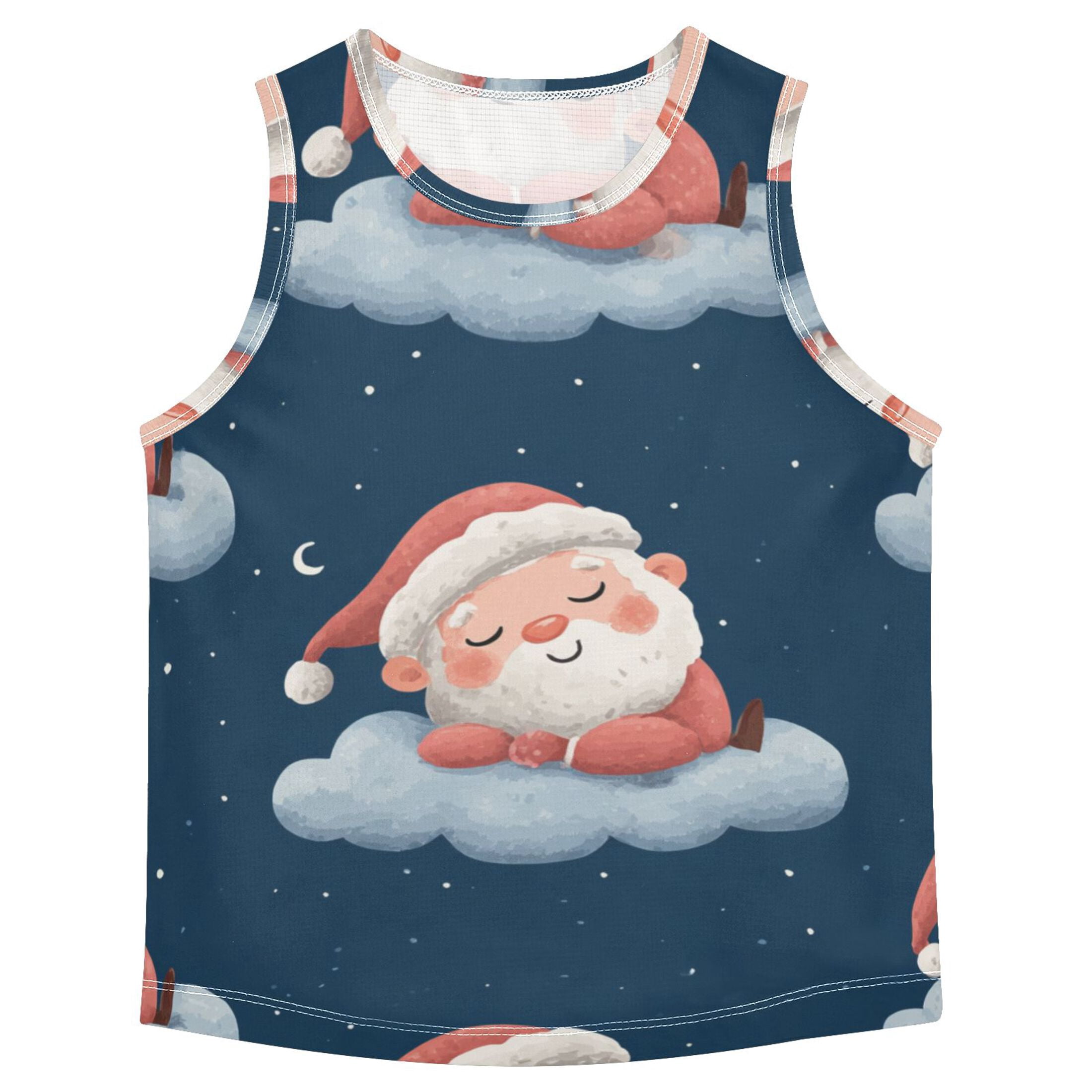 Cute Santa Sleeping on Clouds Christmas Night Vest Undershirt Tank Top ...