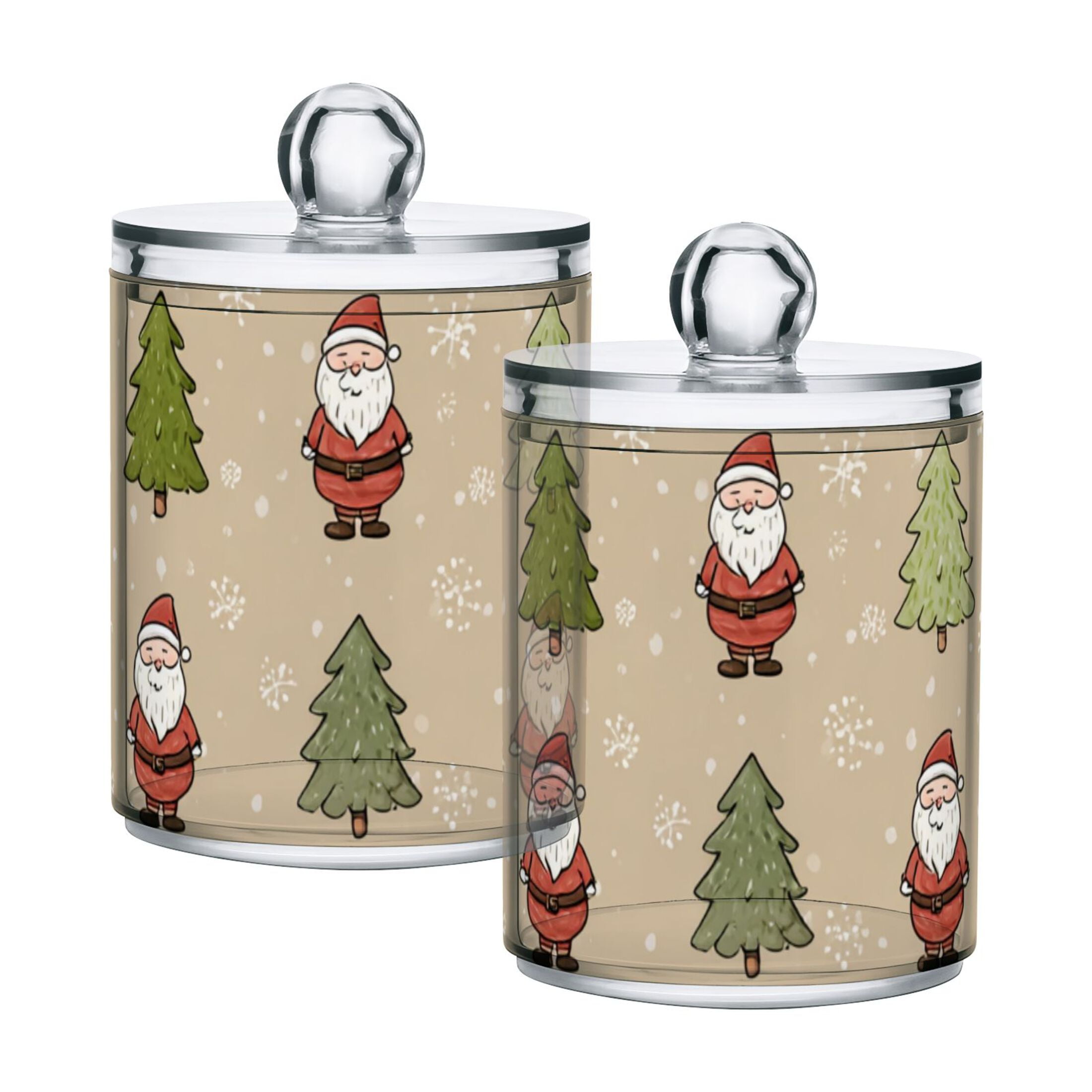 Cute Santa in Christmas Tree Forest Translucent Plastic Cans Storage ...