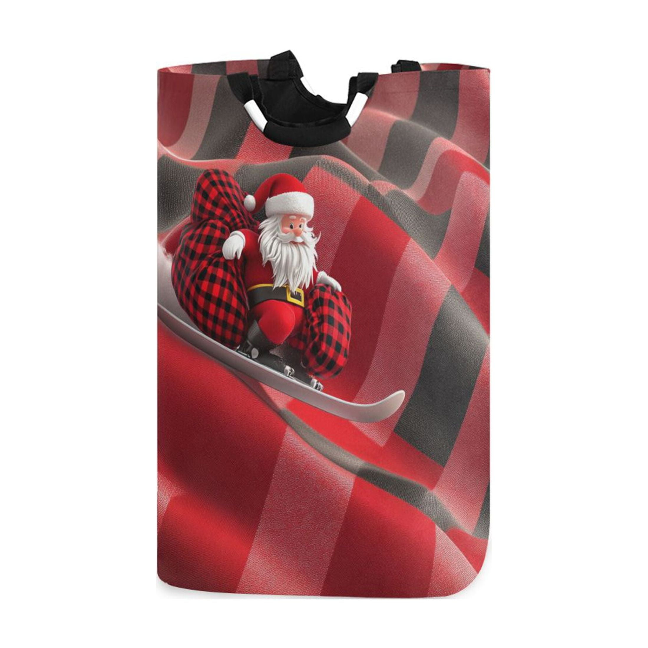 Cute Santa on Sleigh Christmas Laundry Basket with Handles Foldable ...