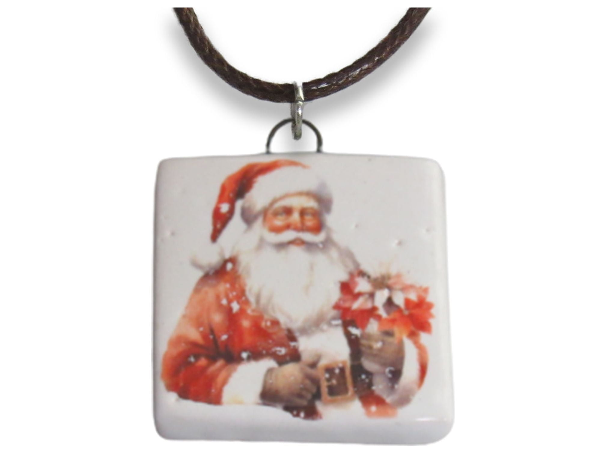 Cute Santa with Scarf Handmade Ceramic Necklace - Walmart.com