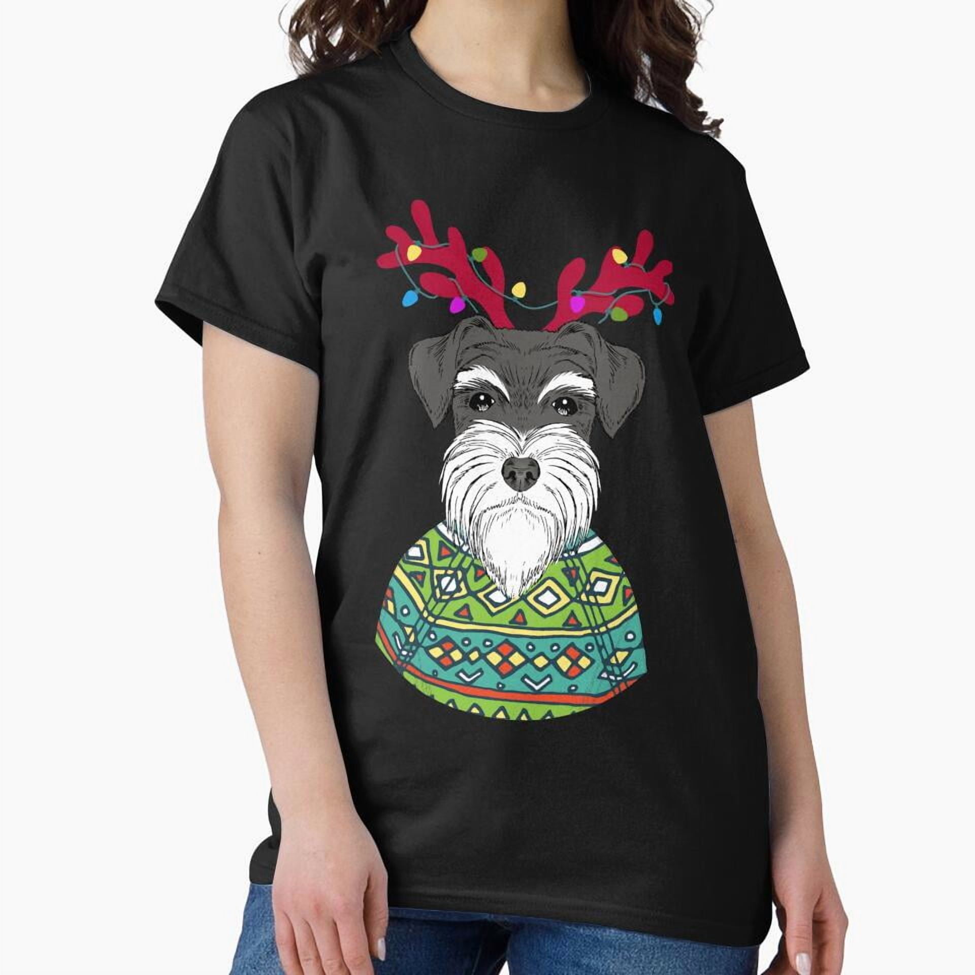 Cute Schnauzer Dog Dressed As Reindeer In Funny Christmas Sweater Style ...