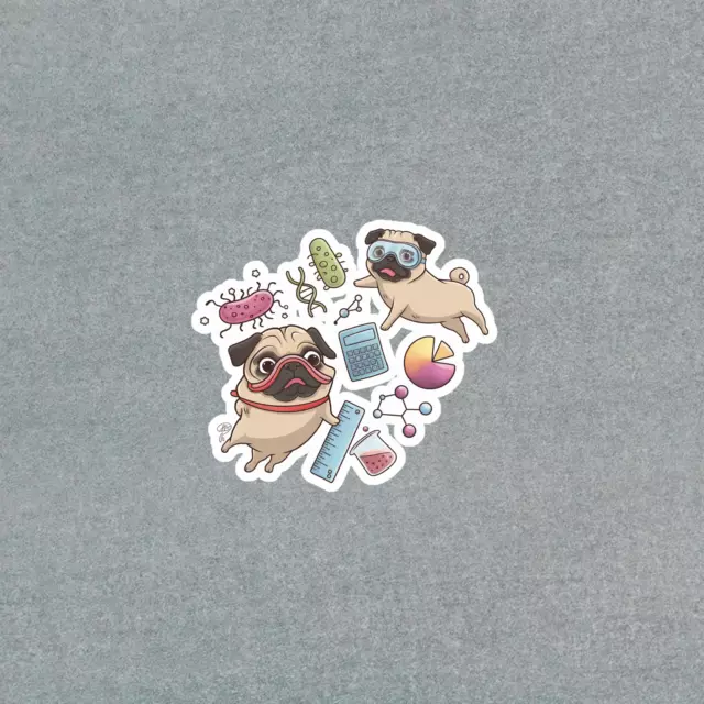 Cute Science Pug Stickers - Stem Biology Chemistry Dog Decalsphone ...