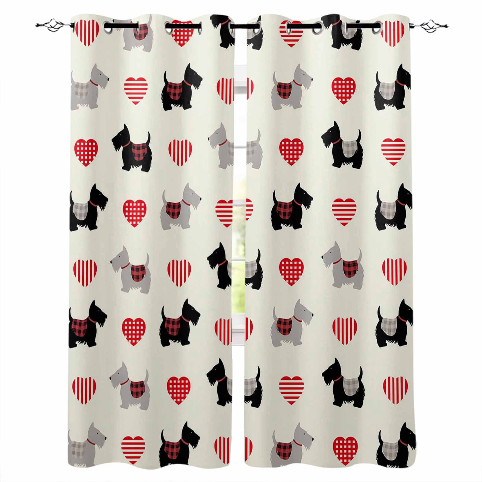 Cute Scotch Dogs Blackout Curtains for Bedroom/Living Room, Thermal ...