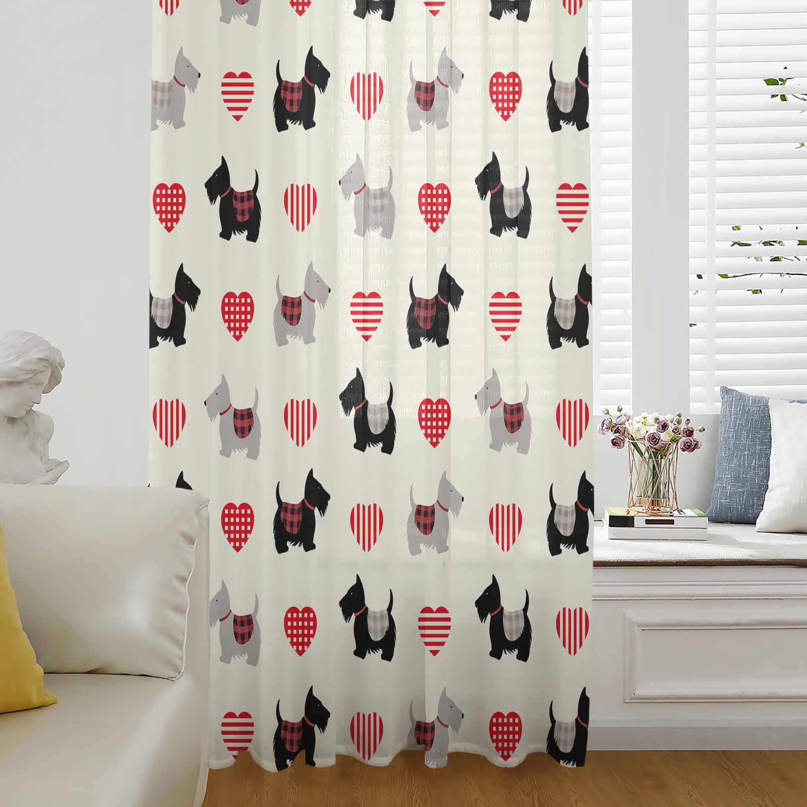 Cute Scotch Dogs Semi Sheer Curtains Drapes for Living Room, Bedroom ...