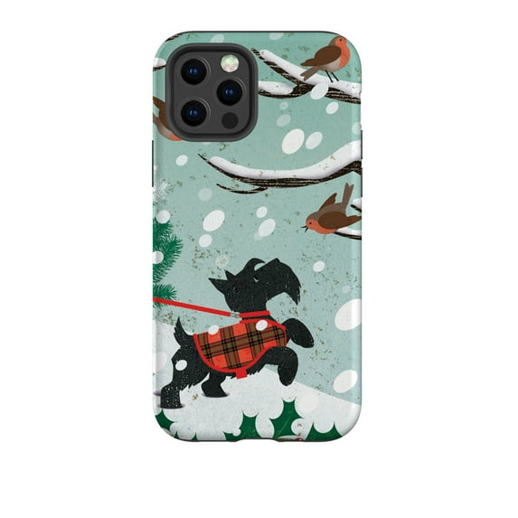 Cute Scottie Dog in Snow Winter Illustration iPhone Case 17 16 15 14 13 ...