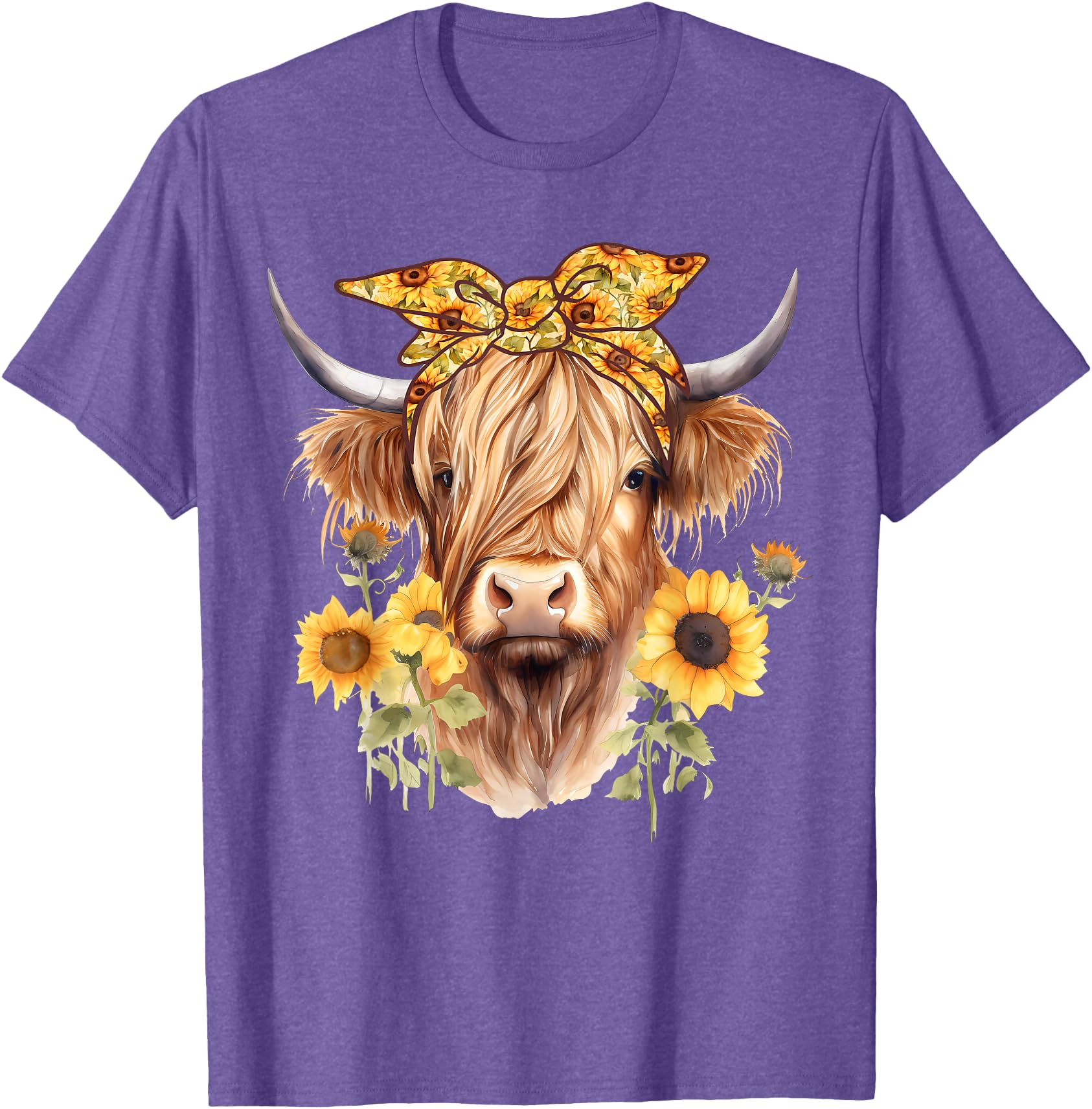 Cute Scottish Highland Cow Wearing Sunflower Bandana Heifer Softstyle ...