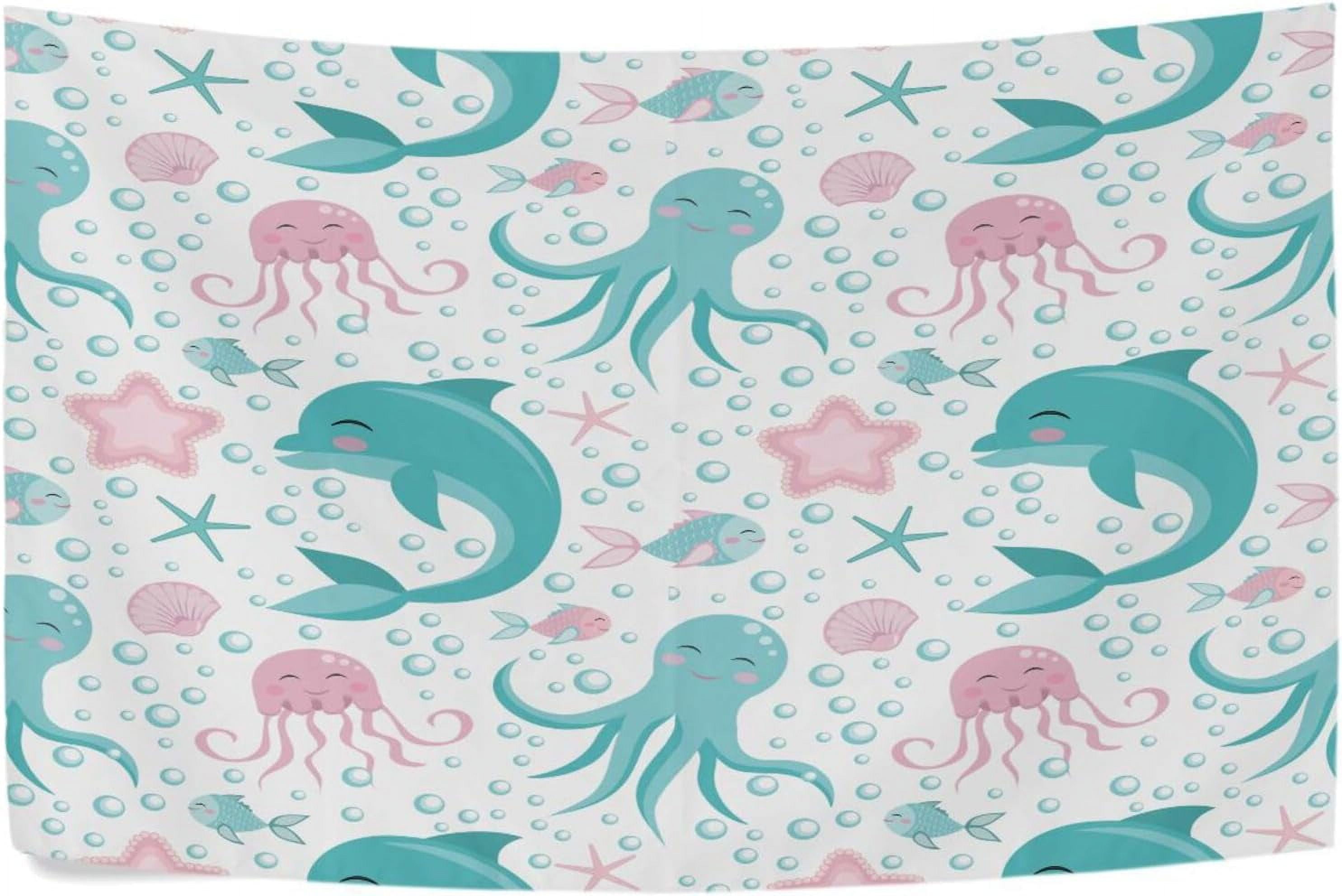Cute Sea Animals Tapestry Wall Hanging Tapestries Happy Colorful Hippie ...