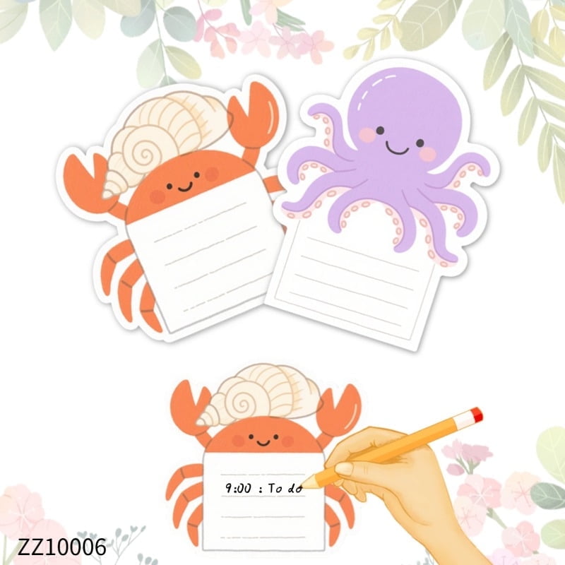 Cute Sea Creature Memo Pads: Crab & Octopus Shapes for Fun Notes 100pcs ...