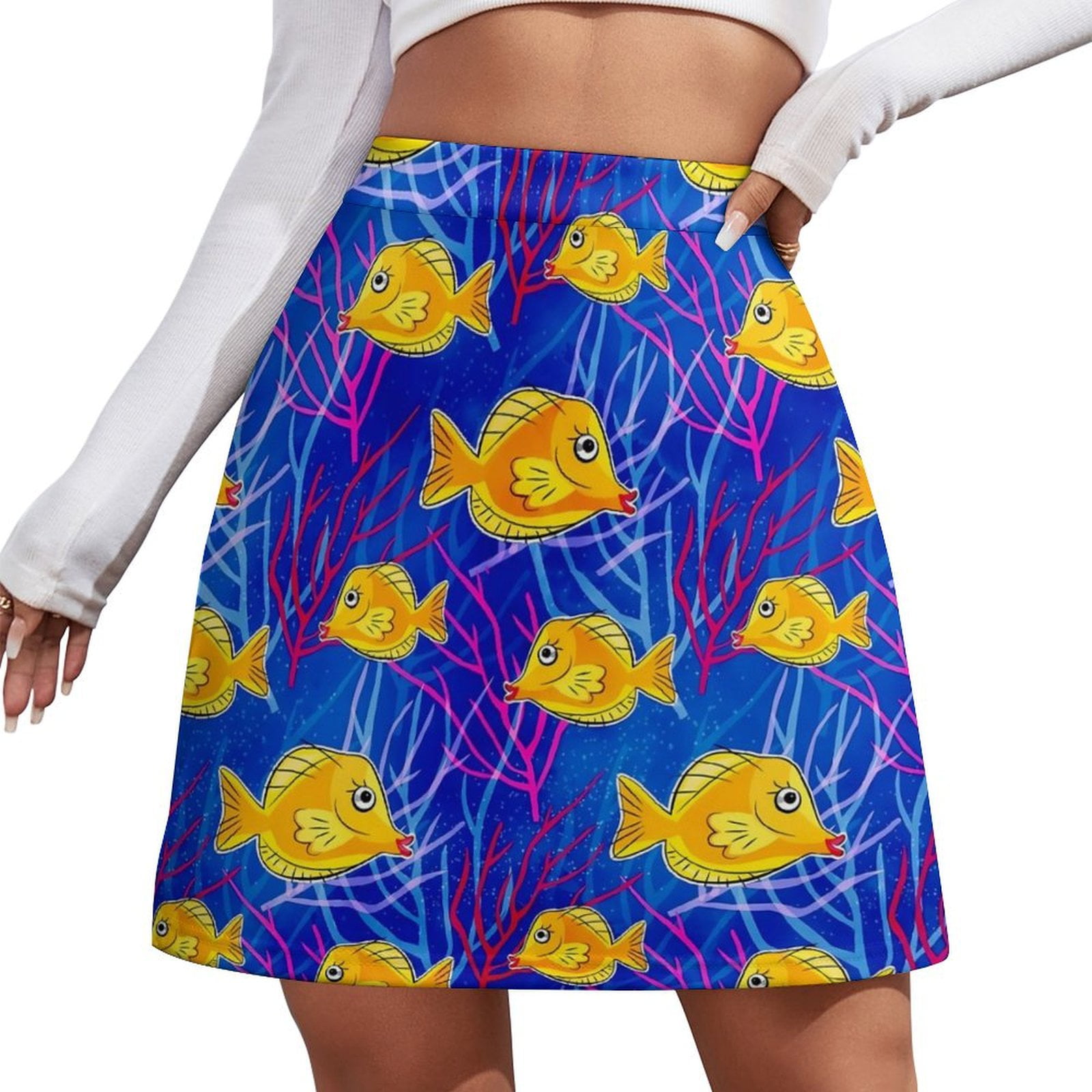 Cute Sea Fish Skirt Tropical Animal Aesthetic Casual Skirts Womens Vintage Mini Skirt Graphic ...