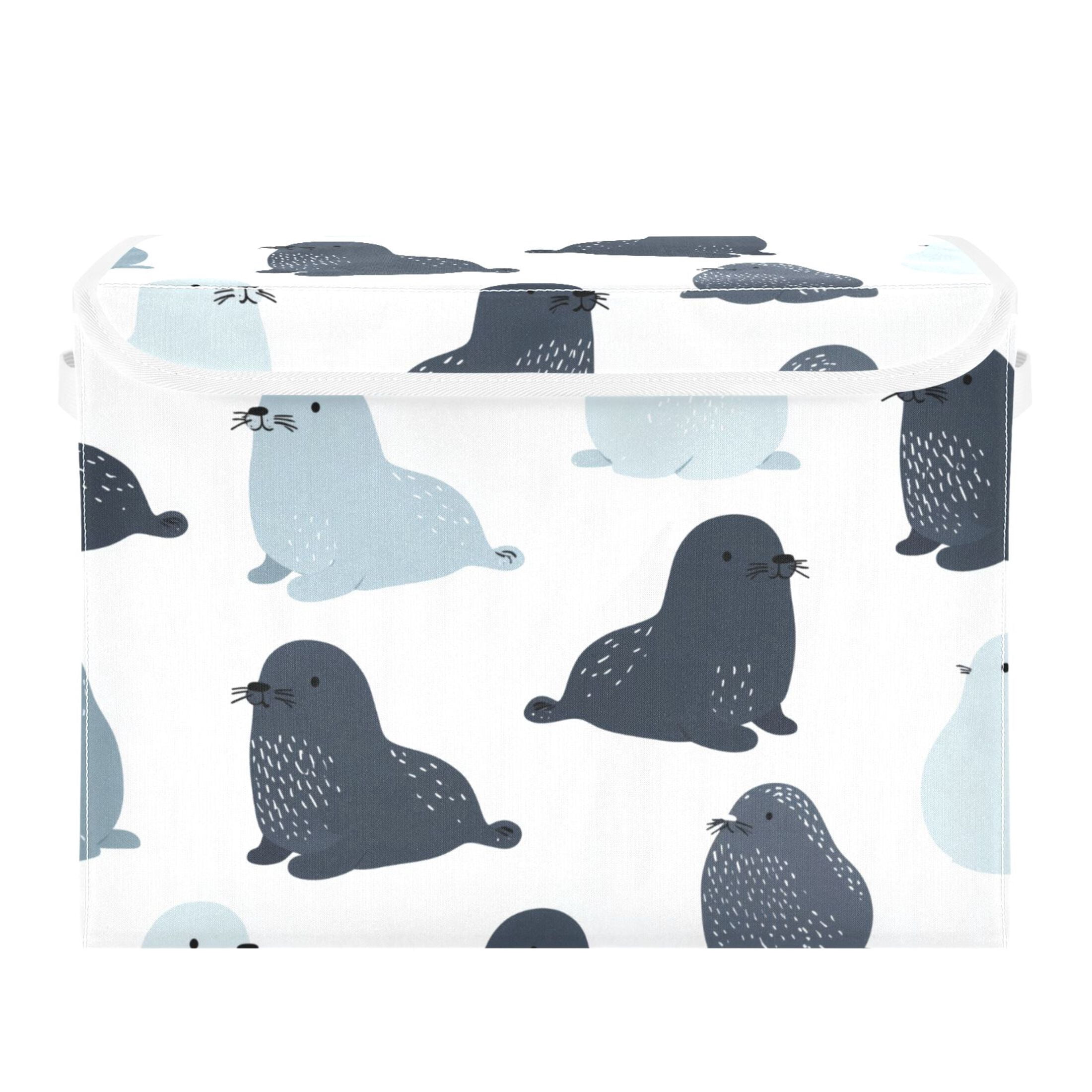 Cute Sea Lion Patterns Foldable Storage Bins with Lids Handles ...