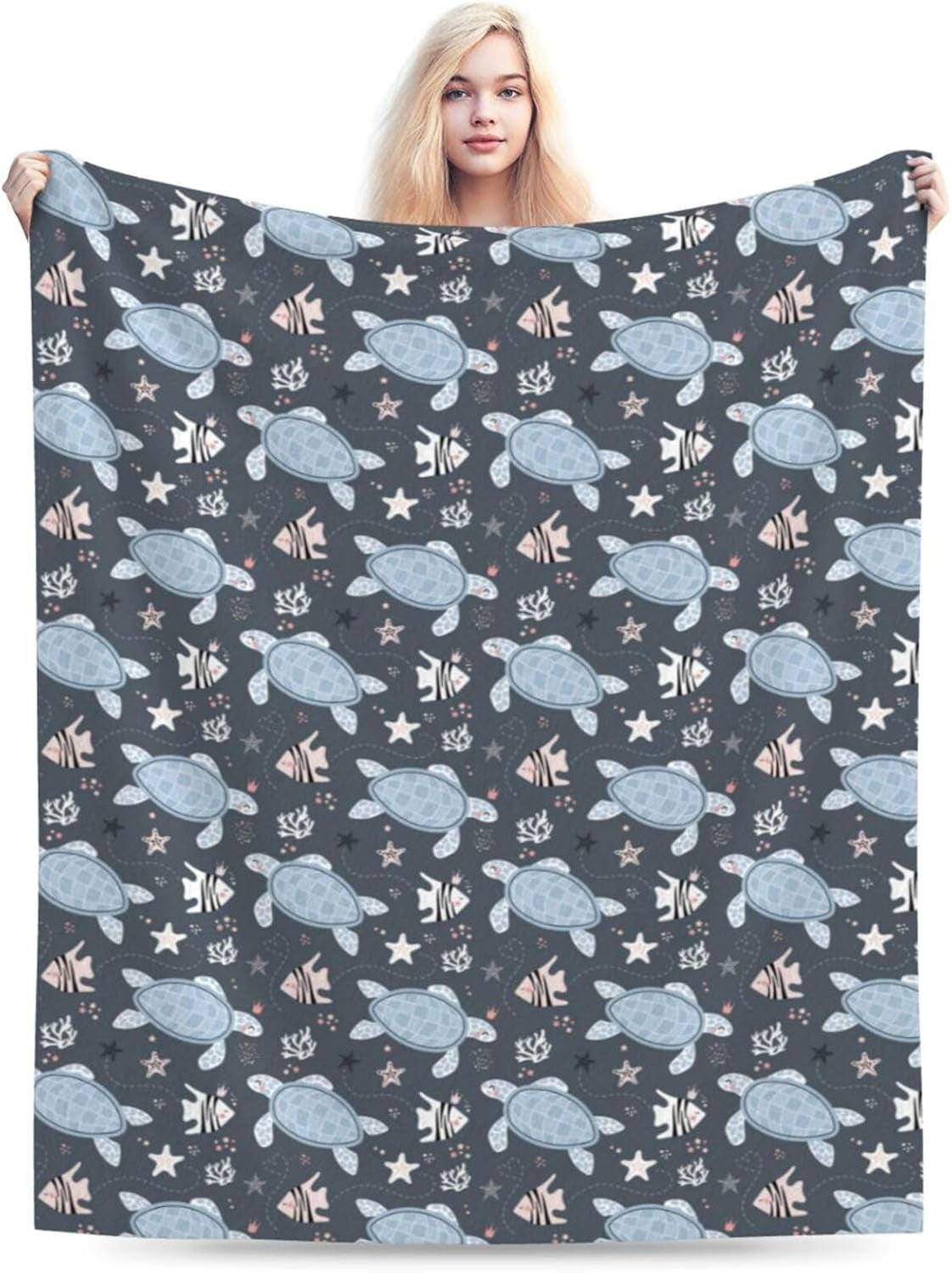 Cute Sea Turtle Blanket, Soft Lightweight Cozy Turtle Flannel Throw ...