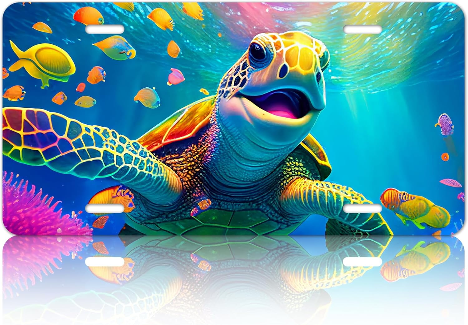 Cute Sea Turtle License Plate Cover Colorful Ocean Life Turtles Car ...