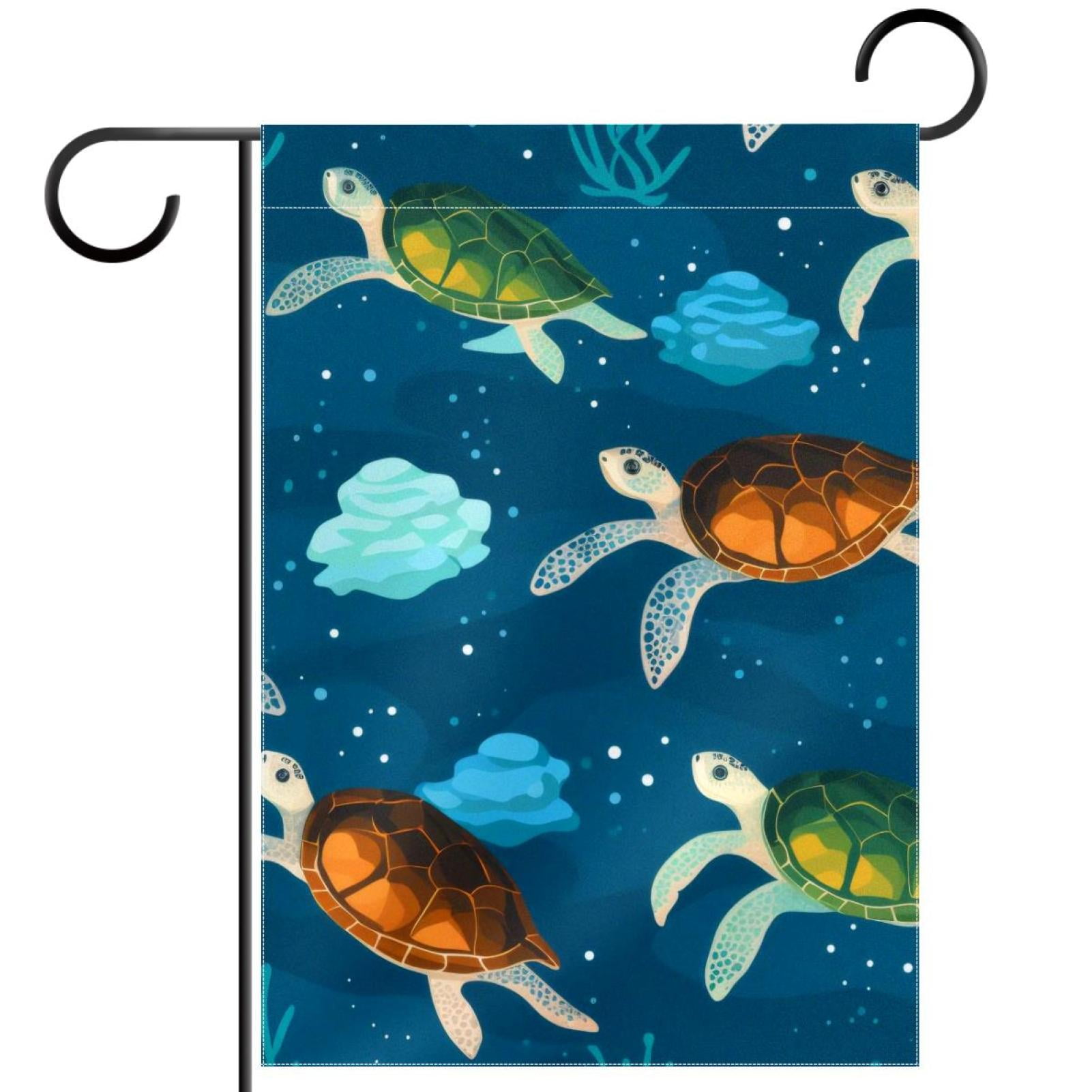 Cute Sea Turtle Seamless Pattern Decorative Garden Flag for All Seasons ...