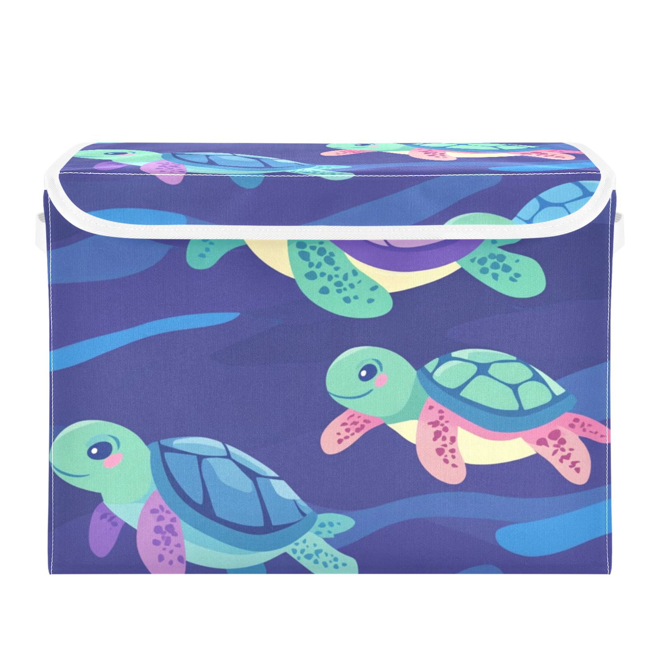 Cute Sea Turtles in Ocean Large Storage Bins with Linen Collapsible Lid ...