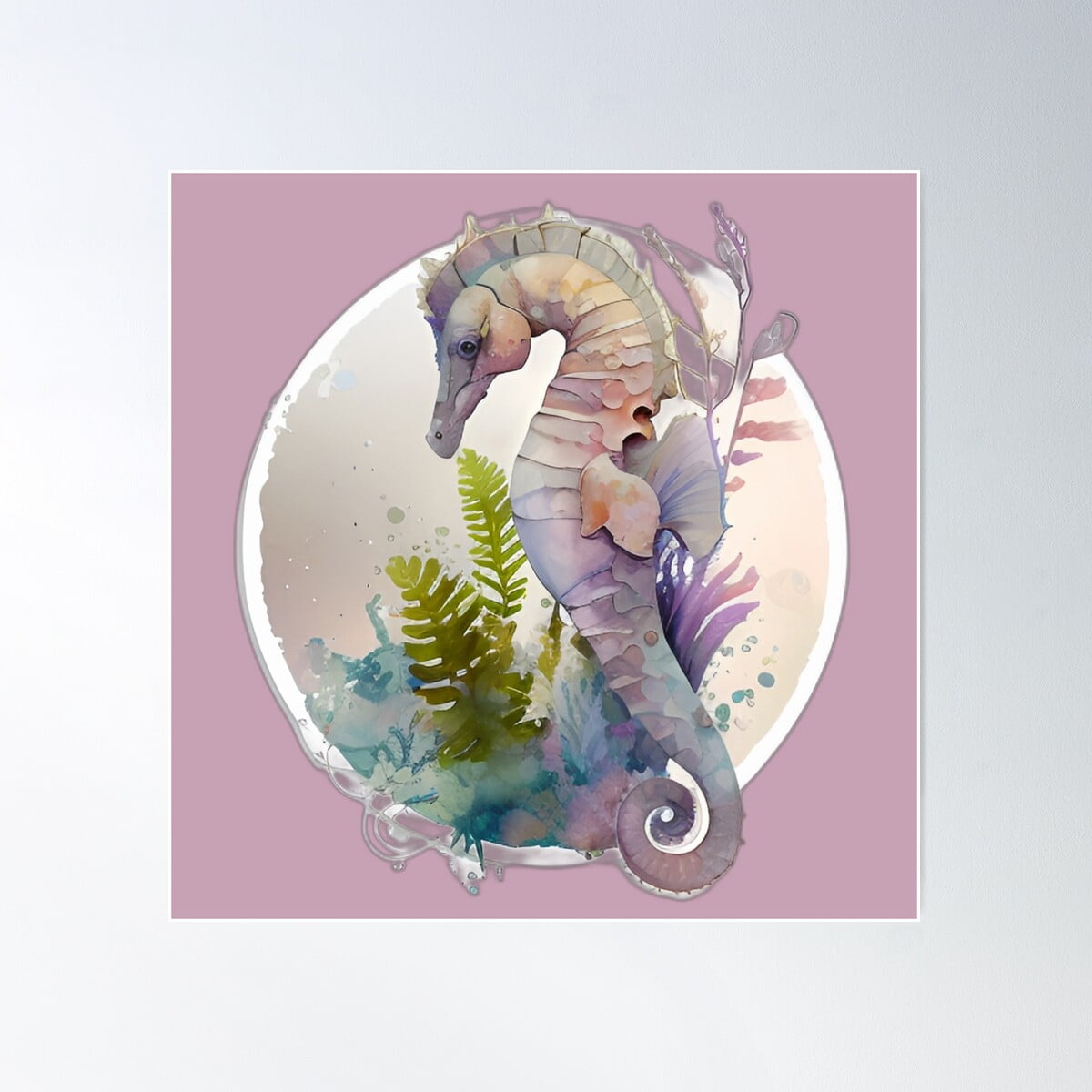 Cute Seahorse Poster Wall Art, Modern Wall Decor For Living Room ...
