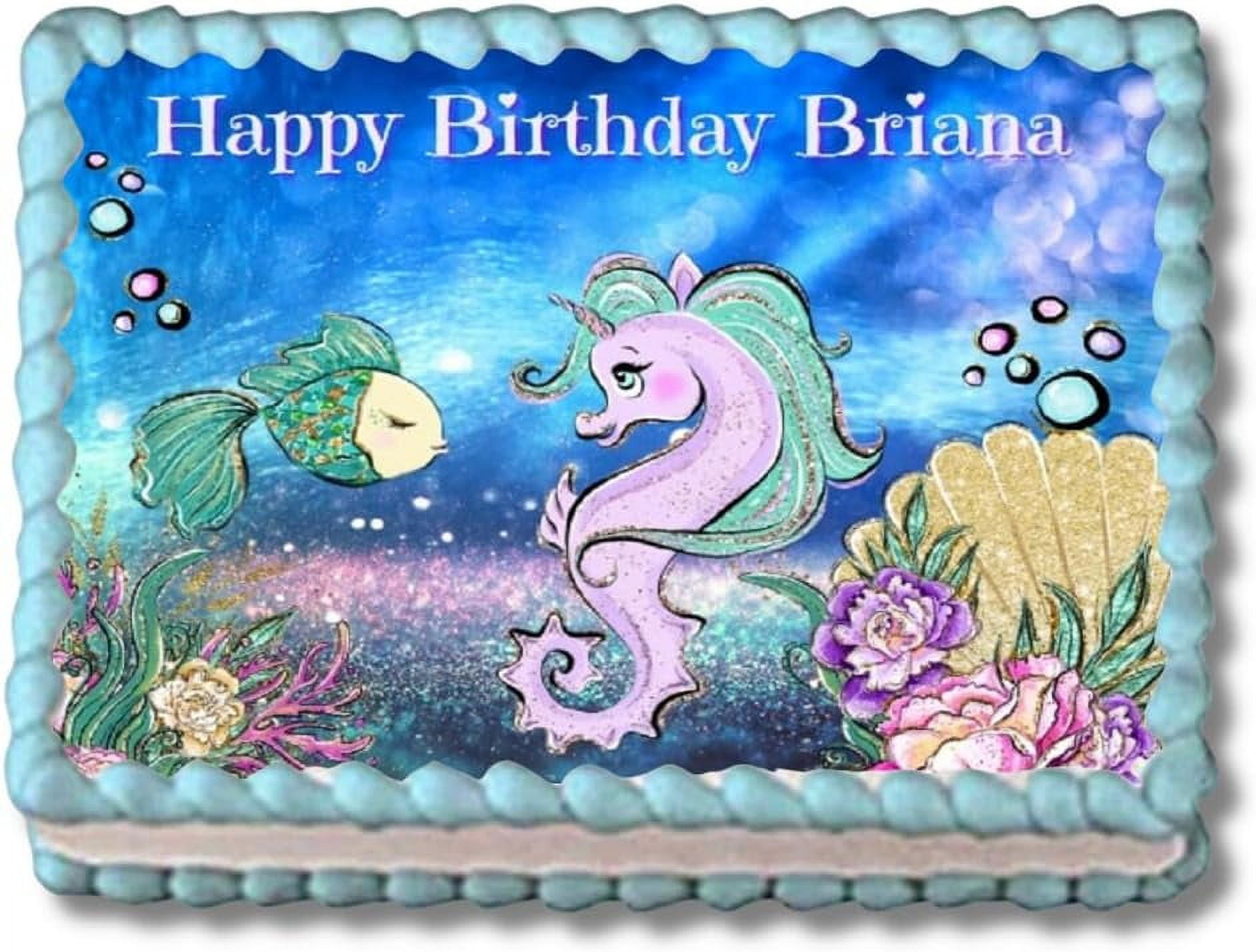 Cute Seahorse Under The Sea Edible Image Cake Topper Birthday Cake ...